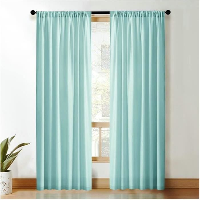 Rideaux Passe Tringle Couleur Unie Bleu En Velours Rideaux Salon ...