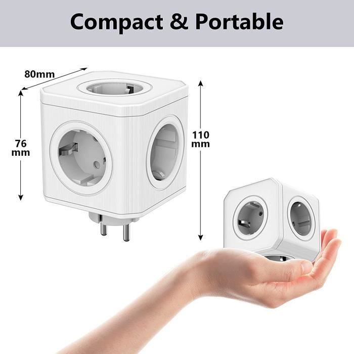 Multiprise Murale Cube, Multiprise Cube avec 5 Prises et Protection ...
