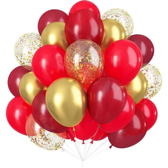 Ballons En Or Rouge, 30 Pcs Ballon Anniversaire En Or Rouge, Helium ...