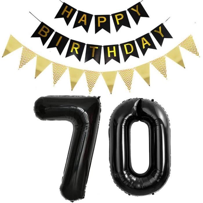 Ballons En Forme De Chiffre 70 Noir, 70E Anniversaire Décoration Femme ...