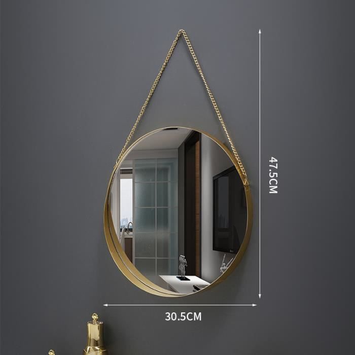 Miroir rond mural - Fer forgé - Style nordique - 30 cm - Verre ...