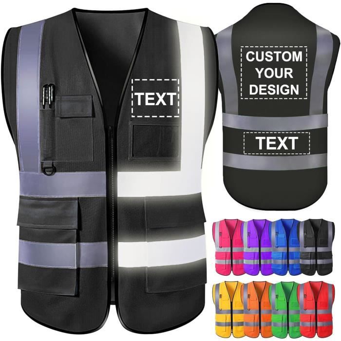 Gilet De Sécurité Personnalisé Pour Hommes, Avec Poches Avec Logo ...