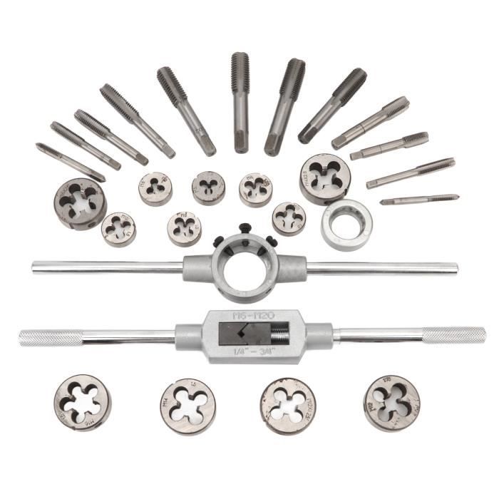 EJ.life Jeu de filières de taraudage Jeu de matrices de tarauds métriques M5‑M16 Kit d'outils de ...