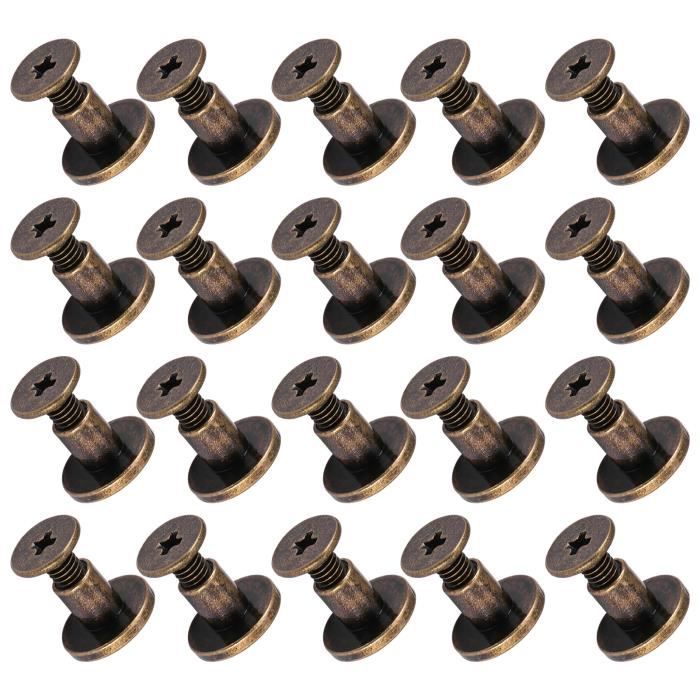 Fdit vis à rivets plats 20pcs tête plate cuivre laiton vis écrous clous ...