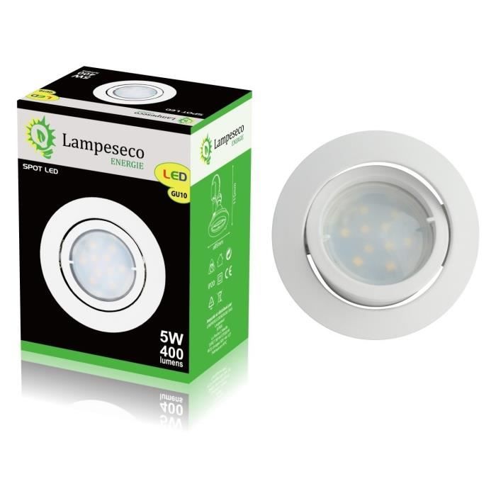 Lot De 30 Spot Led Encastrable Complete Blanc Orientable Lumière Blanc
