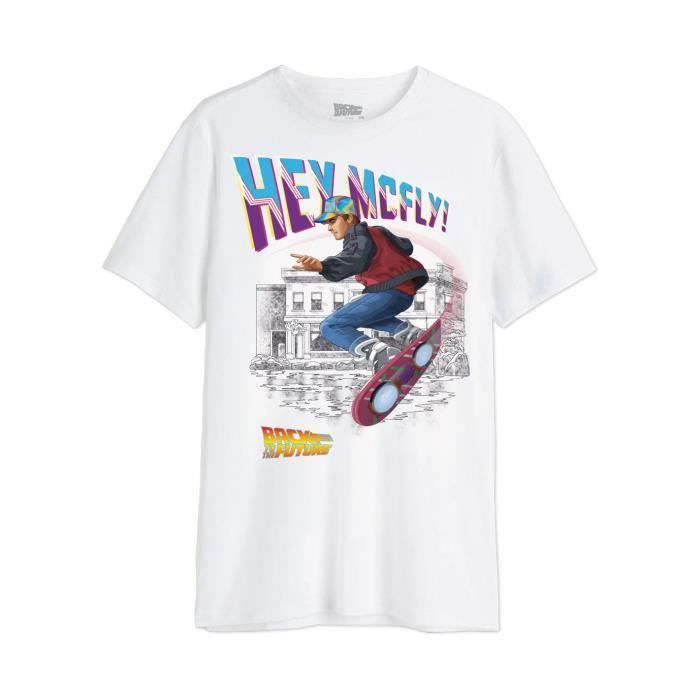 T-shirt Retour vers le futur - Hey McFly Blanc - Cdiscount Prêt-à-Porter