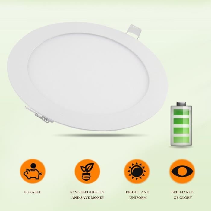 Lot de 20 Spot encastrable downlight plafonnier LED 15W extra Plat - Blanc Chaud - Cdiscount Maison