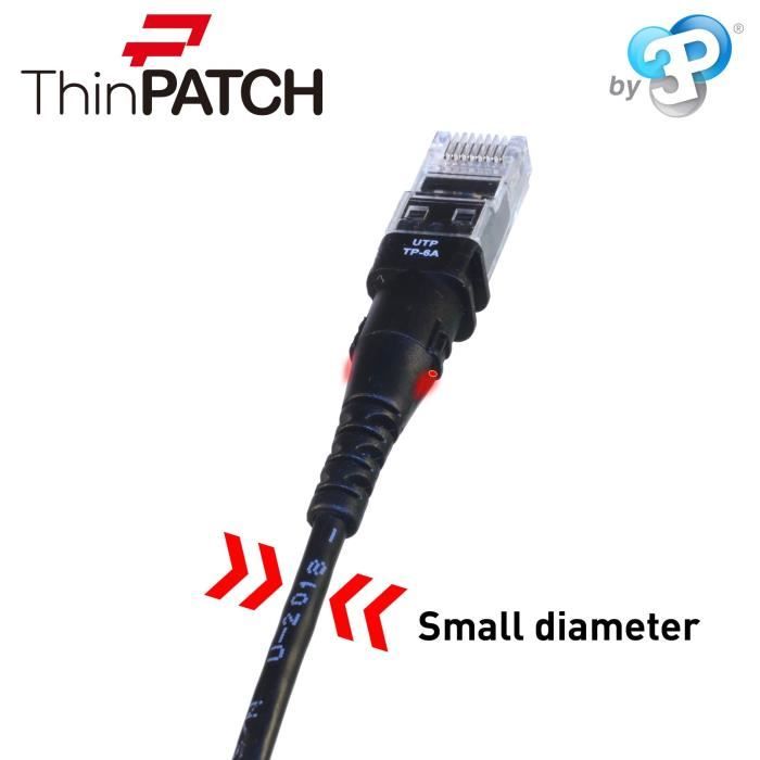 Câble patch PATCHSEE THINPATCH UTP CAT 6A noir 0,9m TP-6A-U-3 ...
