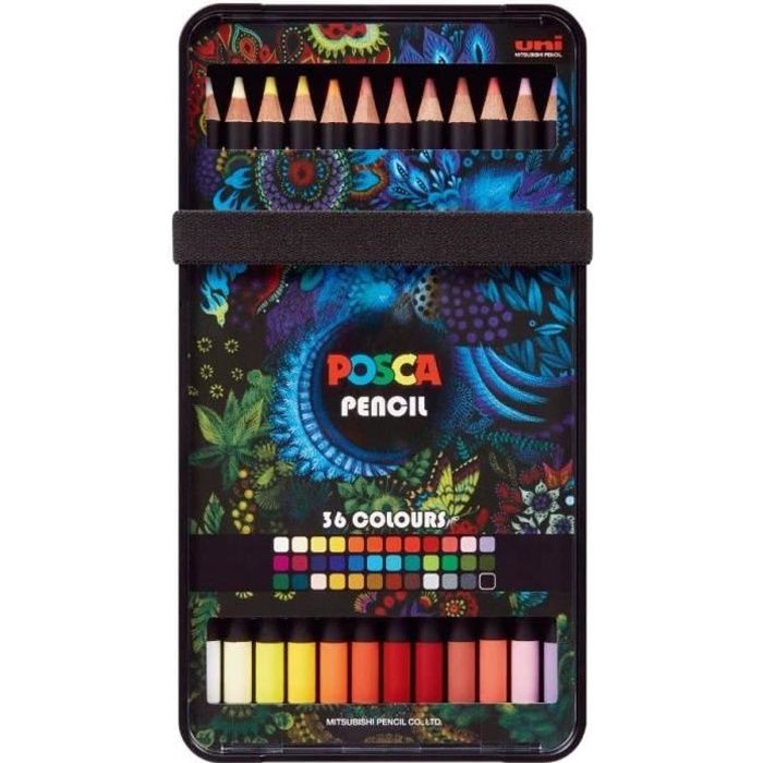 Crayons de Couleur - POSCA - KPE200/36 - 36 Couleurs Assorties ...