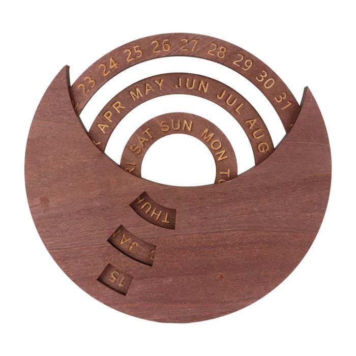 Calendrier à disque en bois brun foncé disque rotatif bois naturel ...