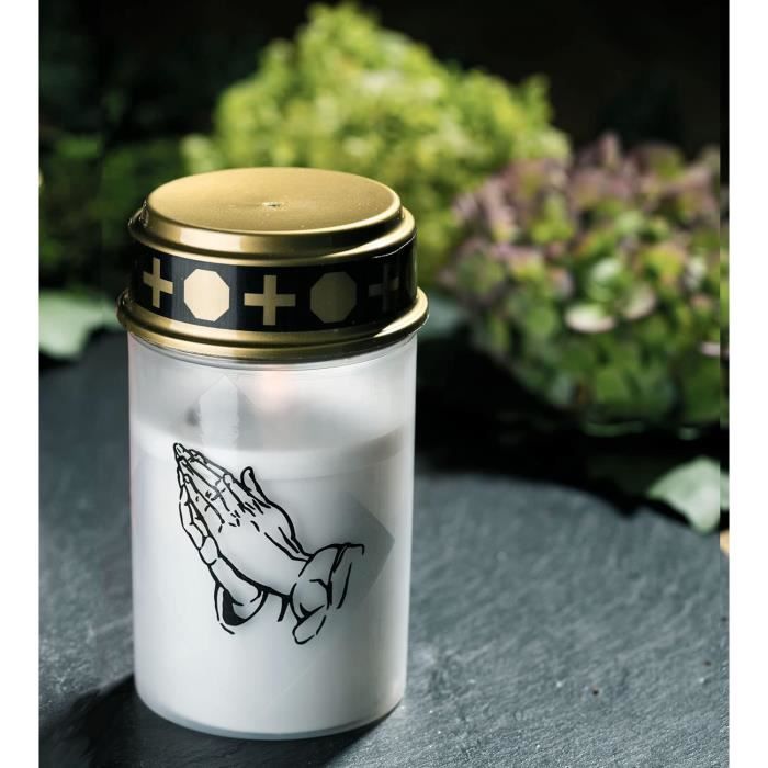 Novaliv Lampe funéraire LED blanche avec pile effet scintillement - Bougie funéraire - Bougie ...