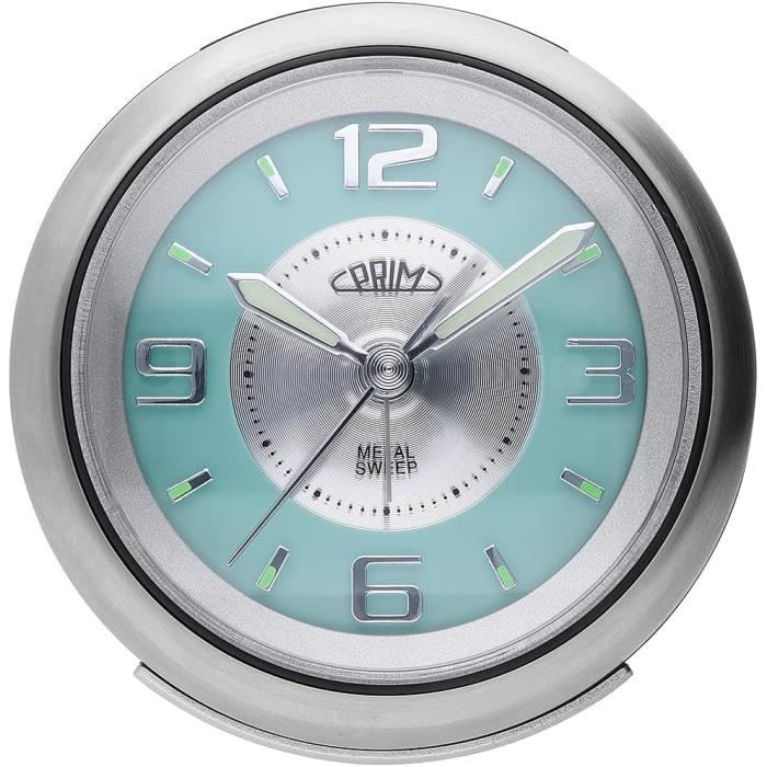 Réveil Moderne En Acier - Métal Et Plastique - Argent-Bleu - Veilleuse ...