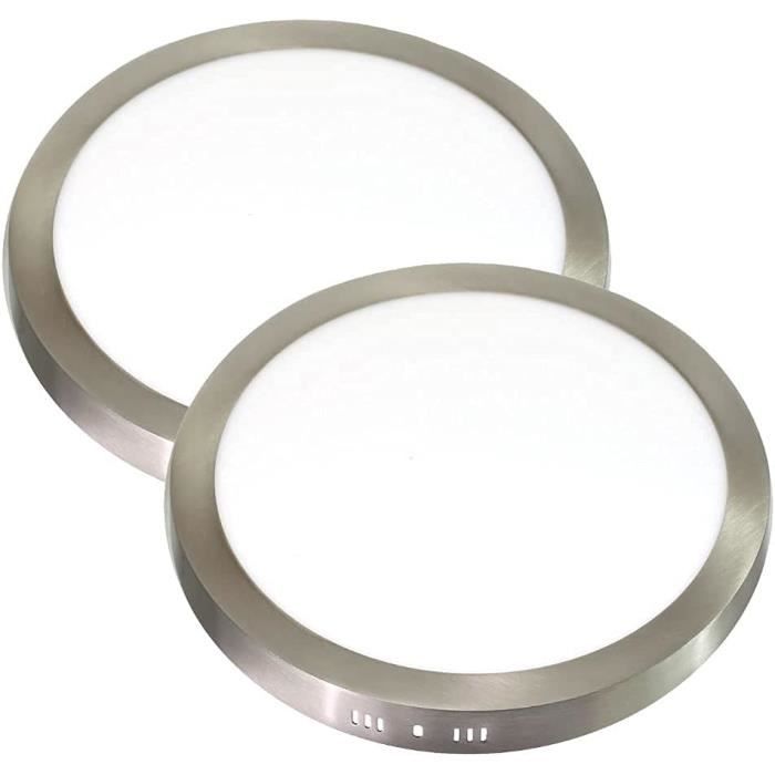 Pack 2 Panneau Downlight Led Rond - Plafond Et Mur - Finition Acier ...