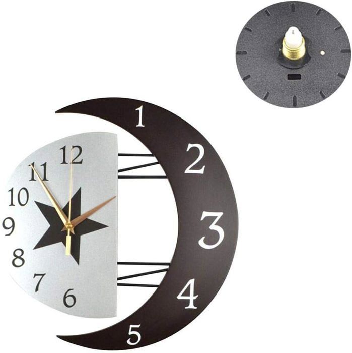 Pendule Murale Silencieuse Créatif Moon Shaped Frame Horloge Murale en ...