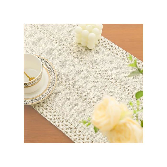 Chemin de Table Macrame Beige Blanc Boho Centre de Table Decoration en ...