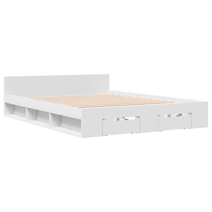 WIENS Structure de lit avec tiroirs - Contemporain design - blanc ...