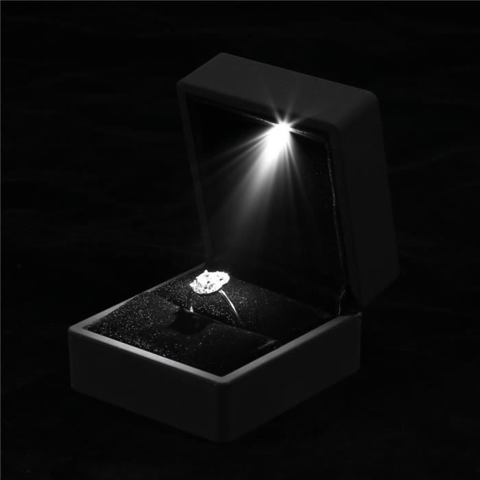 Boîte à bijoux Boîte de rangement à anneau lumineux à LED à la mode ...