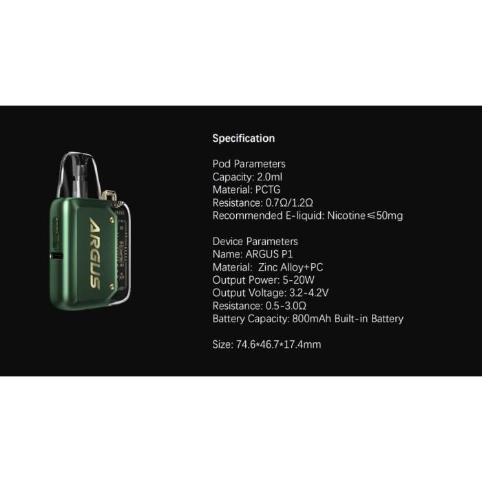 Argus P1 Kit |Original Voopoo Argus P1 Kit 20W Vape 2Ml Argus Pod ...