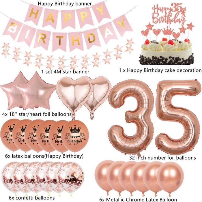 Ballon Or Rose 35 Ans Anniversaire Femme, 35 Ans Anniversaire Femme ...
