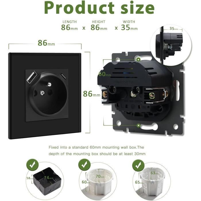 Prise Murale Usb C,Prises Electriques Standard Avec Des Griffes ...