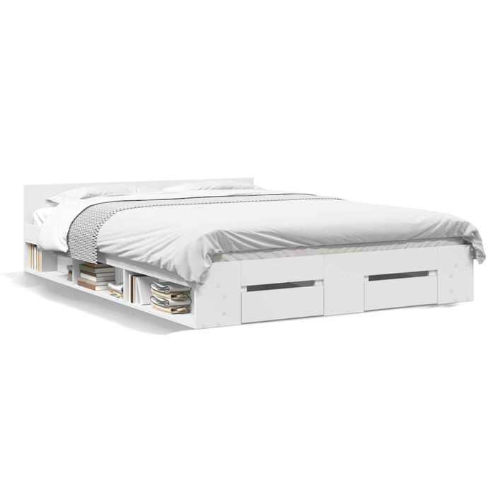 WIENS Structure de lit avec tiroirs - Contemporain design - blanc ...