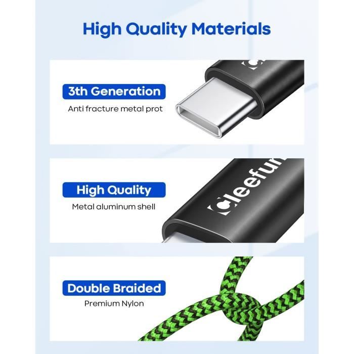 Cable Usbc Charge Rapide(Lot De 2, 1M+1M), 3A Câble Usbc Chargeur Pour Samsung Galaxy S20 S21 ...