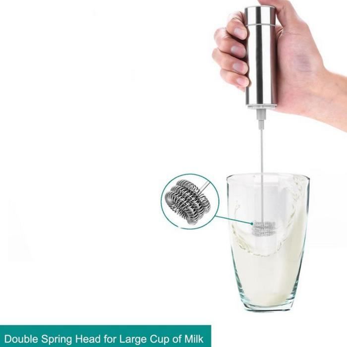 Mousseur à Lait Électrique Inox Fouetter Fouet Durable Portable ...