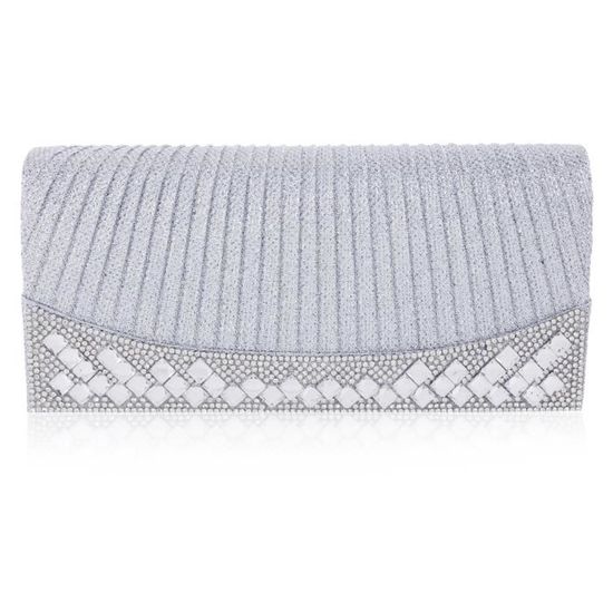 Sac A Main Plissé Strass Mariage Cérémonie Femme argent - Cdiscount ...