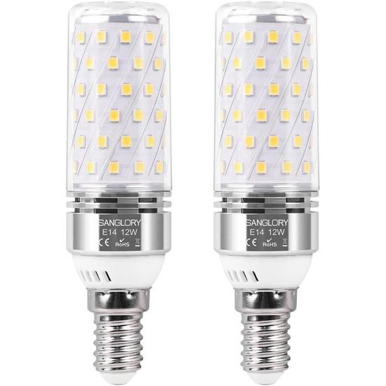 Lot De 2 Ampoules Led E14, Blanc Neutre 4000K, 12W Équivalent 100W Lampe Halogène, 1350Lm ...