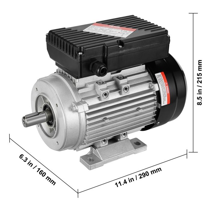 Moteur Electrique-VEVOR-0,75 kW-1400 tr/min-CA 220-240V-5,45A-Cadre 80 ...