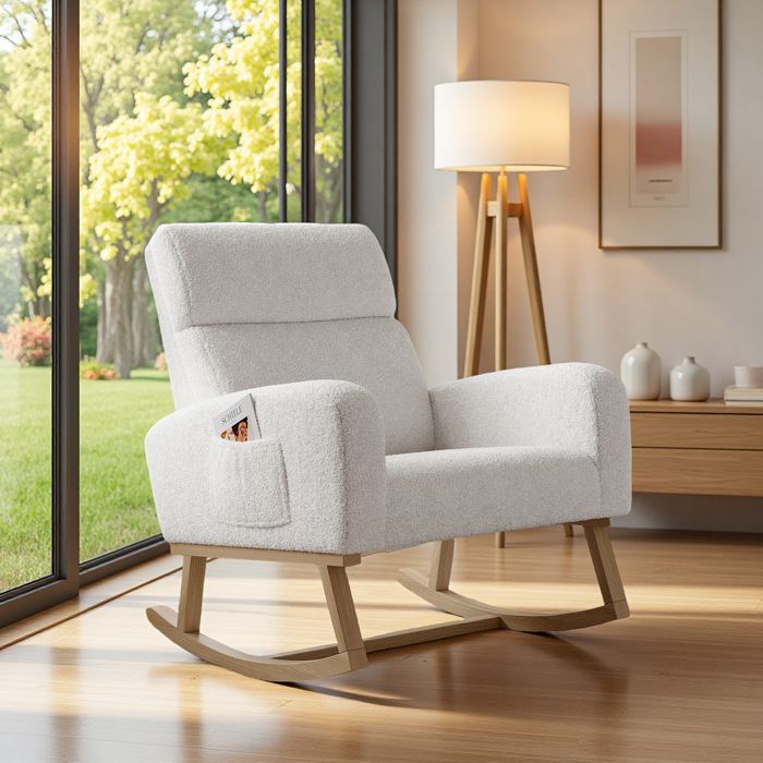 LEWW Fauteuil à Bascule, Rocking Chair, Fauteuil à Oreilles avec pieds ...