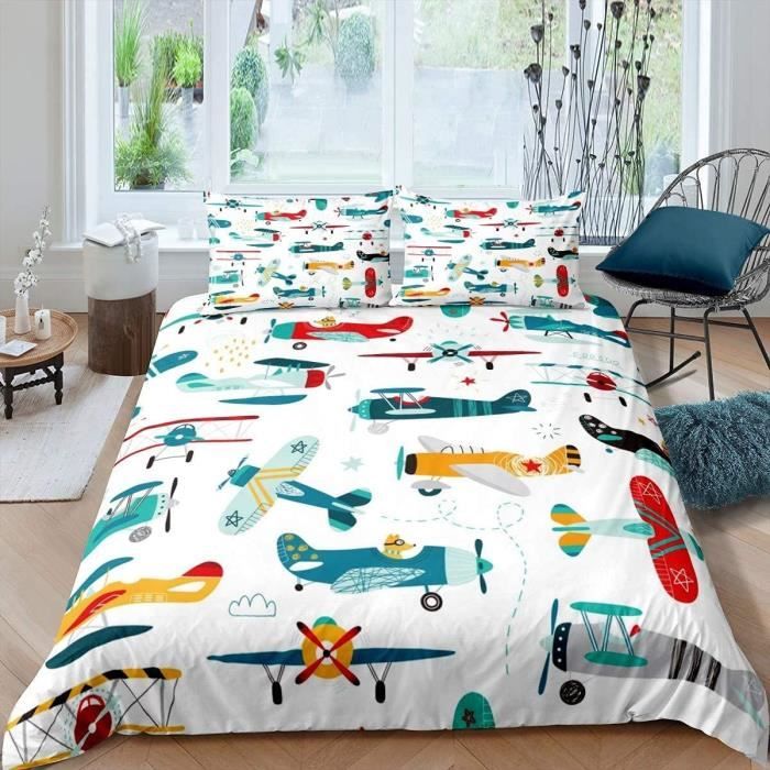 Housse De Couette Avion De Dessin Animé Pour Enfants Et Tout-Petits[q212] - Cdiscount Maison