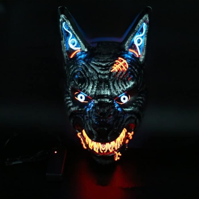 NC Masque de loup à LED effrayant pour homme et femme - Pour Halloween ...