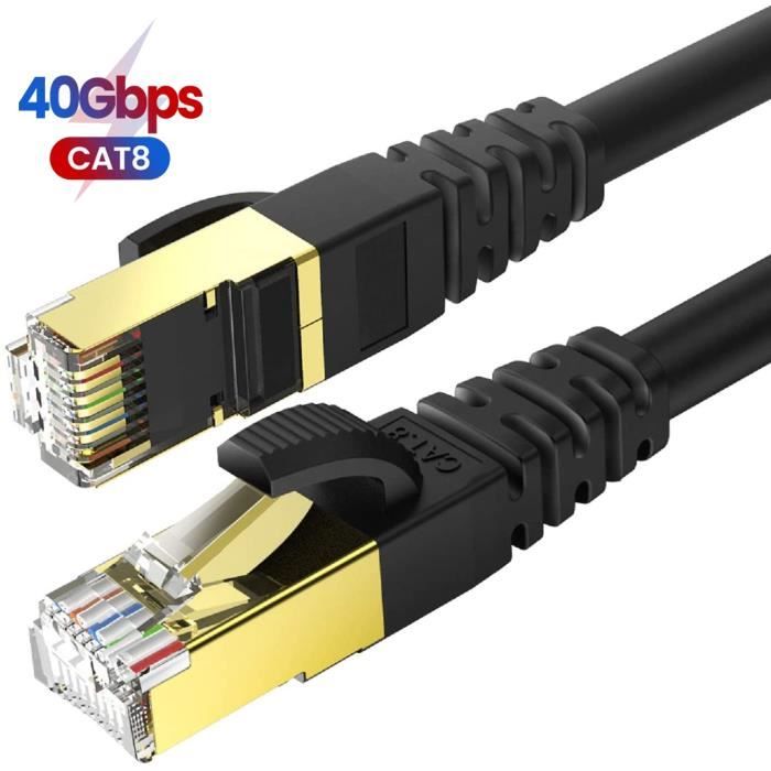 Ototon® 1M Cable Ethernet Cat 8 LAN RJ45, Cable Réseau avec Connecteurs ...