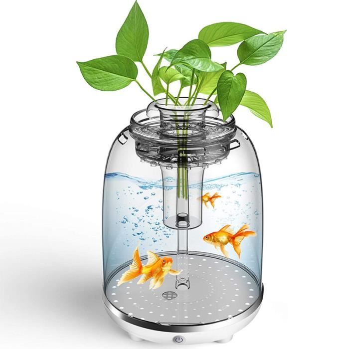 Aquarium,Mini Aquarium rond en PC, Table d'aquarium de 5,5 l, petit ...