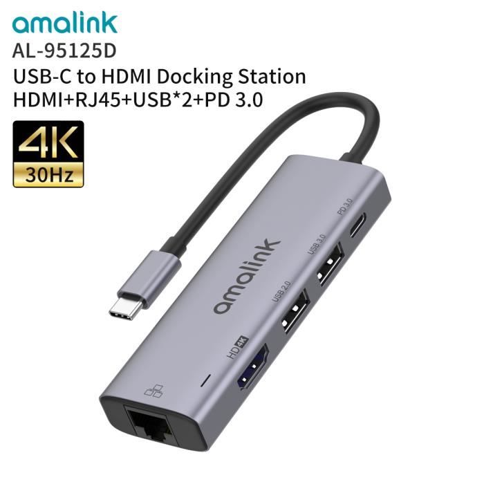 Câbles et Connectiques,Station d'accueil USB Type C vers HDMI et RJ45 ...