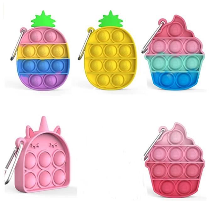 5pcs Mini Simple Dimple Toy, Mini Push Pop Keychain Fidget Toy, Mini ...