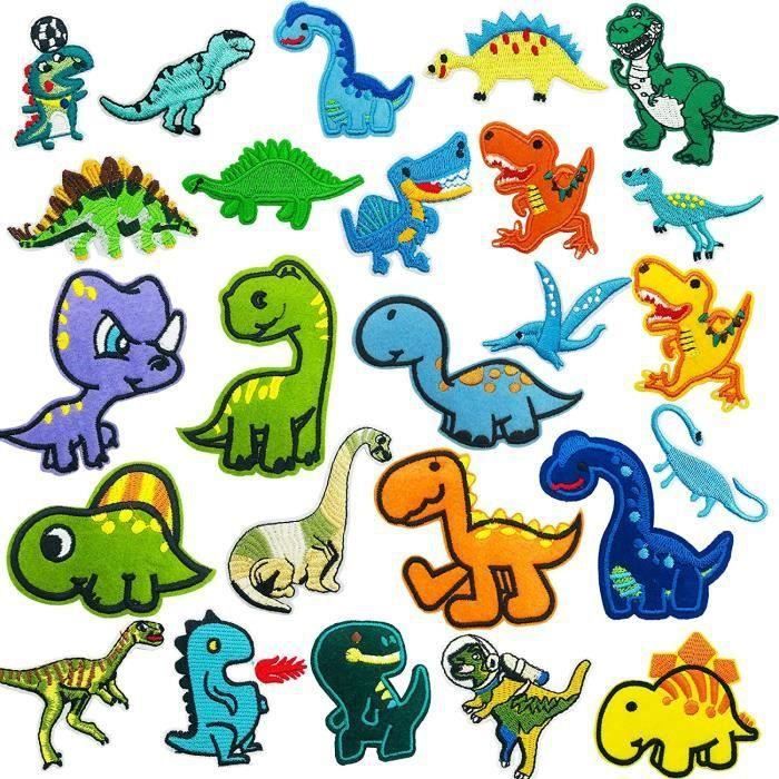 Patch Thermocollant Dinosaure - AUTREMENT - 25 PCS - Blanc - VERT - Décoration Couture ...