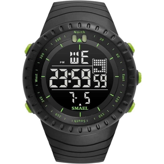 Montre Digitale Militaire Homme Grands Nombres 50M Etanche Simple ...