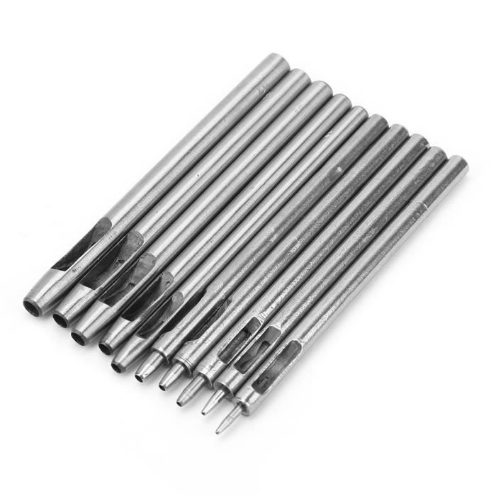 Outil de poinçon Ensemble De Poinçons Creux En Cuir 10 Pièces De ...