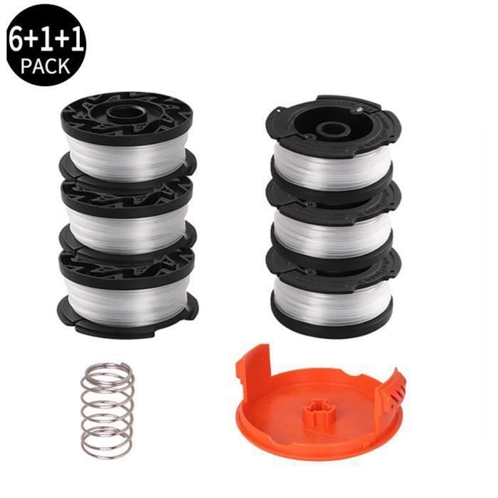 AC12724-6pcs Ligne de bobine de remplacement de coupe-bordures de coupe-bordure avec couvercle ...