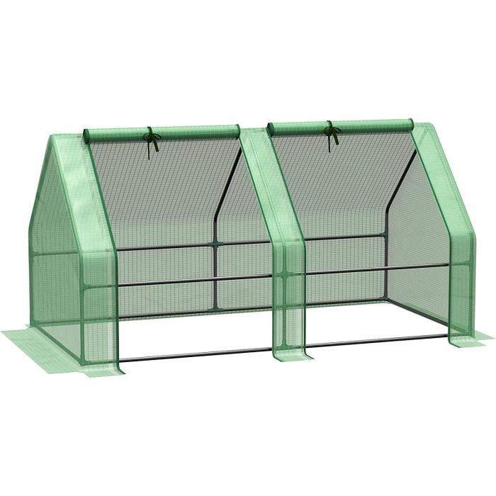 Mini Serre de Jardin 180L x 90l x 90H cm Acier PE Haute densité 140 g ...