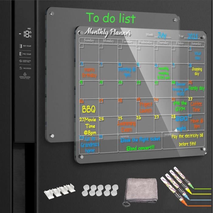 40X30Cm Tableau Transparent Frigo Calendrier Magnétique Frigo Tableau ...