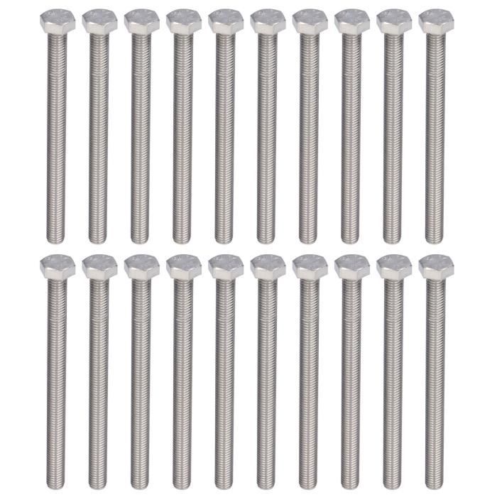 PAL 20 pièces boulon hexagonal filetage grossier vis boulons entièrement filetés acier ...