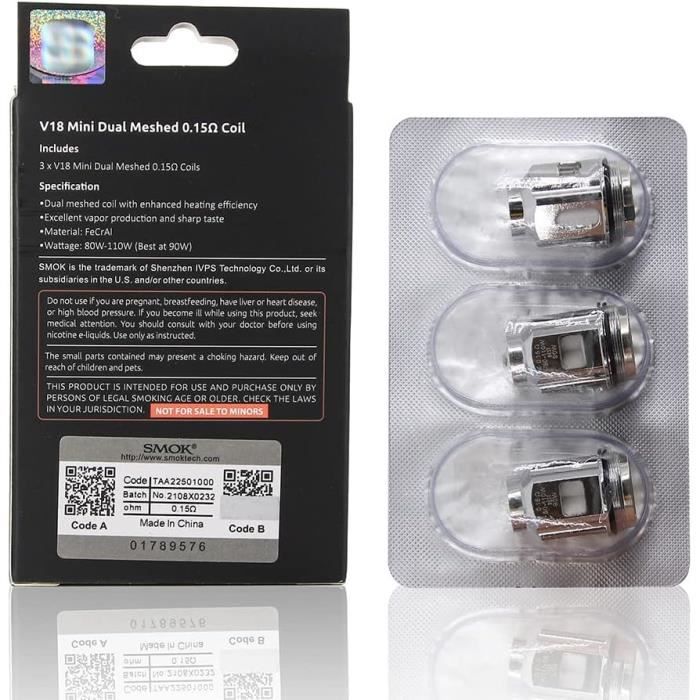 Original SMOK TFV18 Mini Dual Meshed 0.15ohm Coil(80-110w) E-Cigarette Vape Coil for Fortis Kit ...