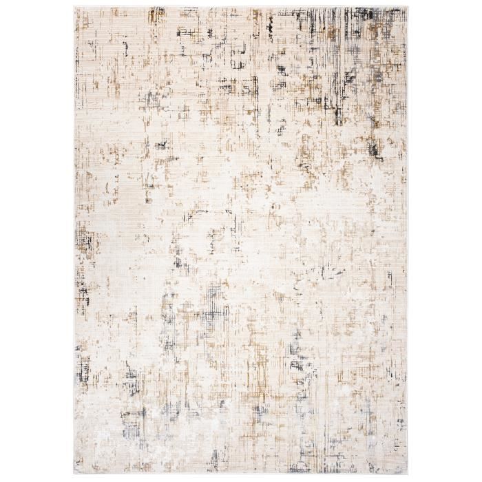 TAPISO Tapis de Salon Chambre HERA Beige Crème Gris Design Rayé ...