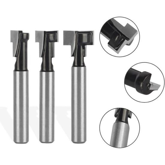 Fraise en Rainure en T - SANAG - 3Pcs - 7,93/9,52/12,7mm - Alliage YG6 - Pour Routeur ...