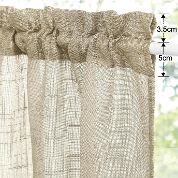 Rideaux Voilage 60x120 Rideau Voile en Lin avec Motif de Croix ...