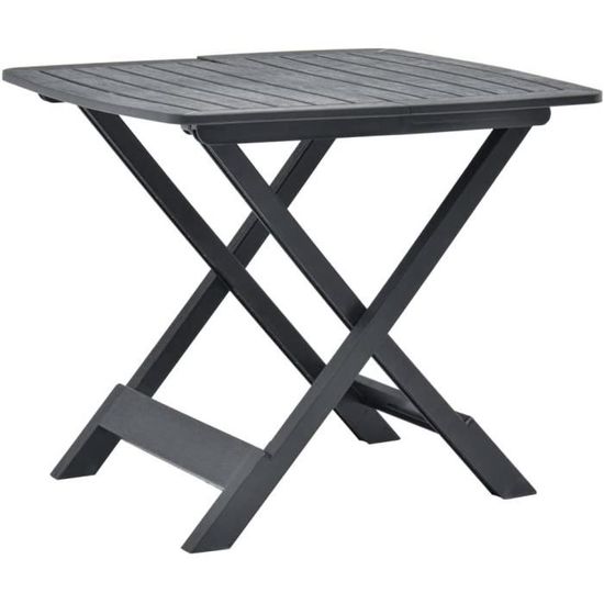 Table Pliable de Jardin Anthracite 79x72x70 cm Plastique A111 ...