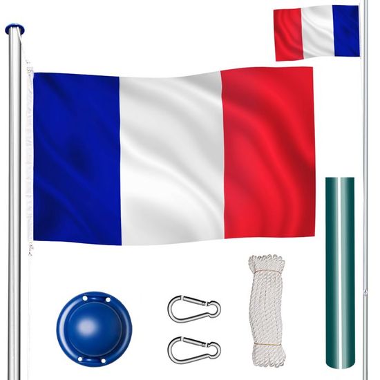 DRAPEAU DECORATIF - TECTAKE - Mât avec drapeau réglable en hauteur en ...